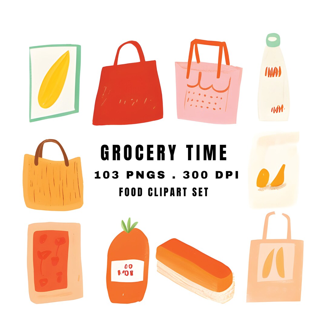 Shopping Time Food Trendy Doodle Goodnotes Stickers Colorful Unique ...