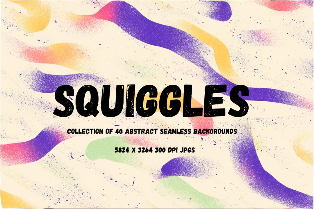 Abstract Squiggles Pattern Set: Modern Geometric Digital Paper or ...