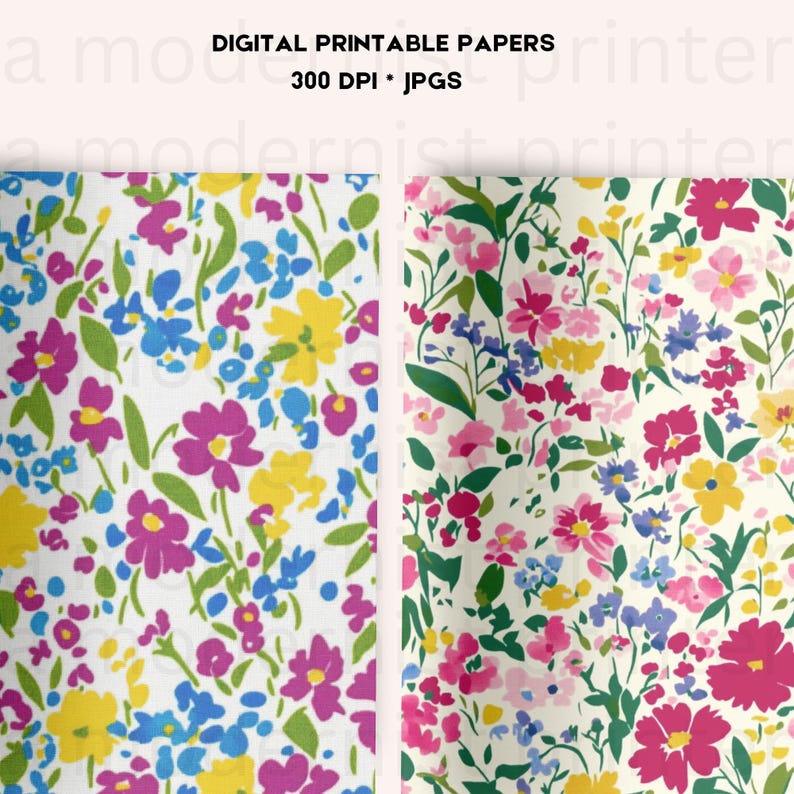 Retro Digital Paper Set, Seamless Textures, 1960s Patterns, Vintage ...