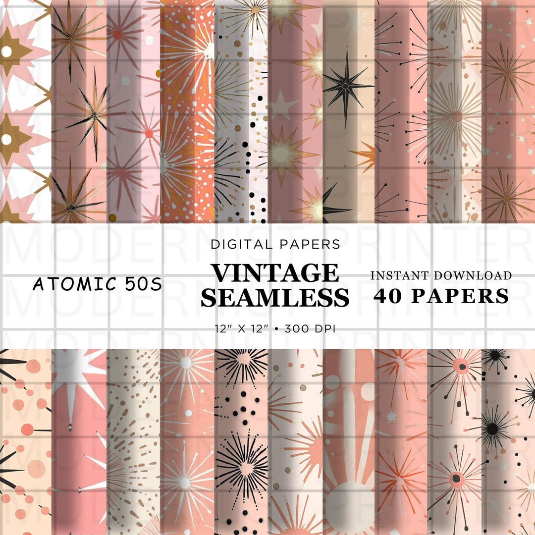 Mid-century Modern Star Pattern Bundle: 1950s Atomic Era Designs ...
