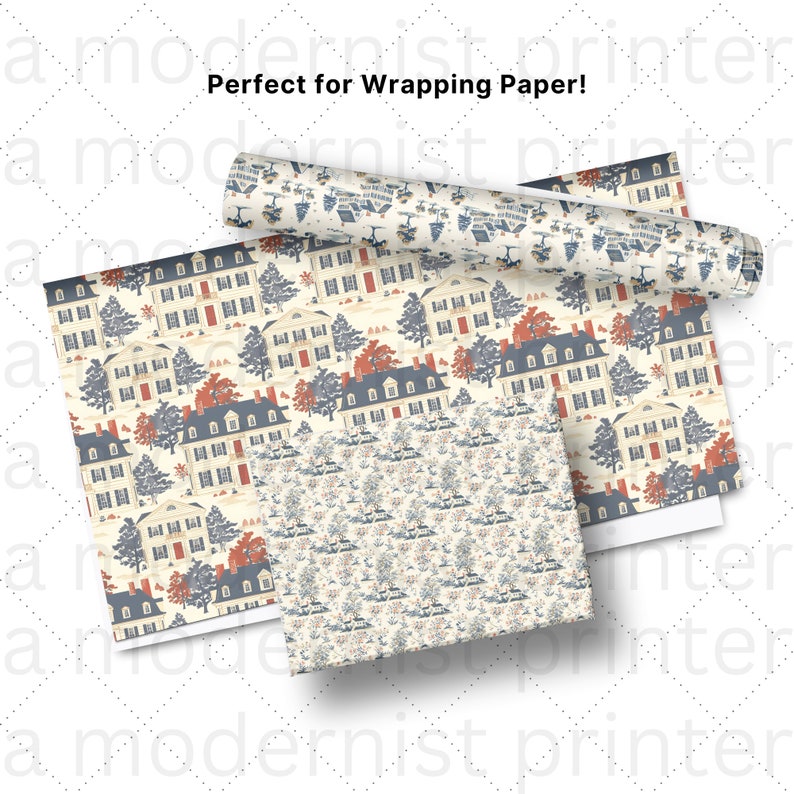 Colonial American House Digital Papers, Seamless Vintage Architecture ...