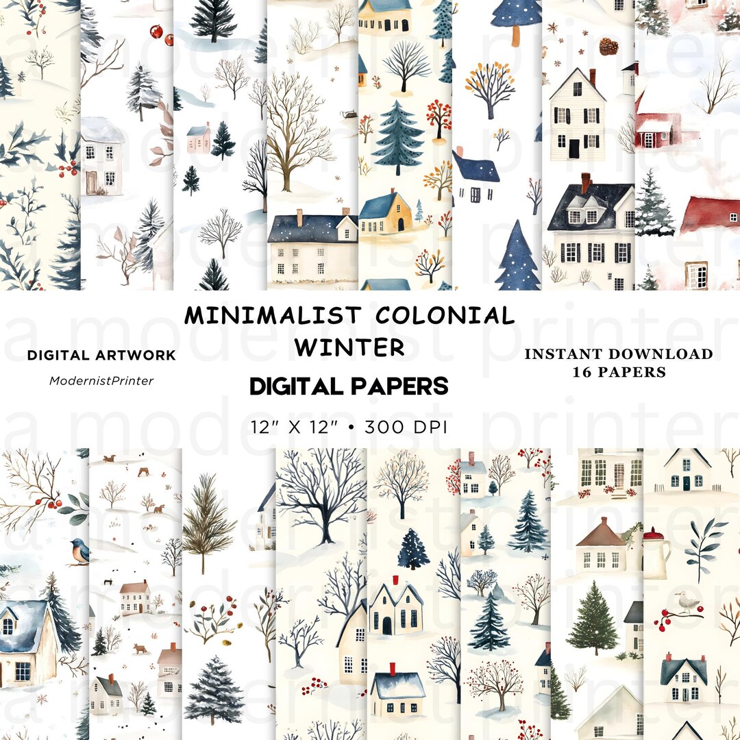 Colonial Winter Scene Digital Paper: Scrapbook Crafts (digital Download ...