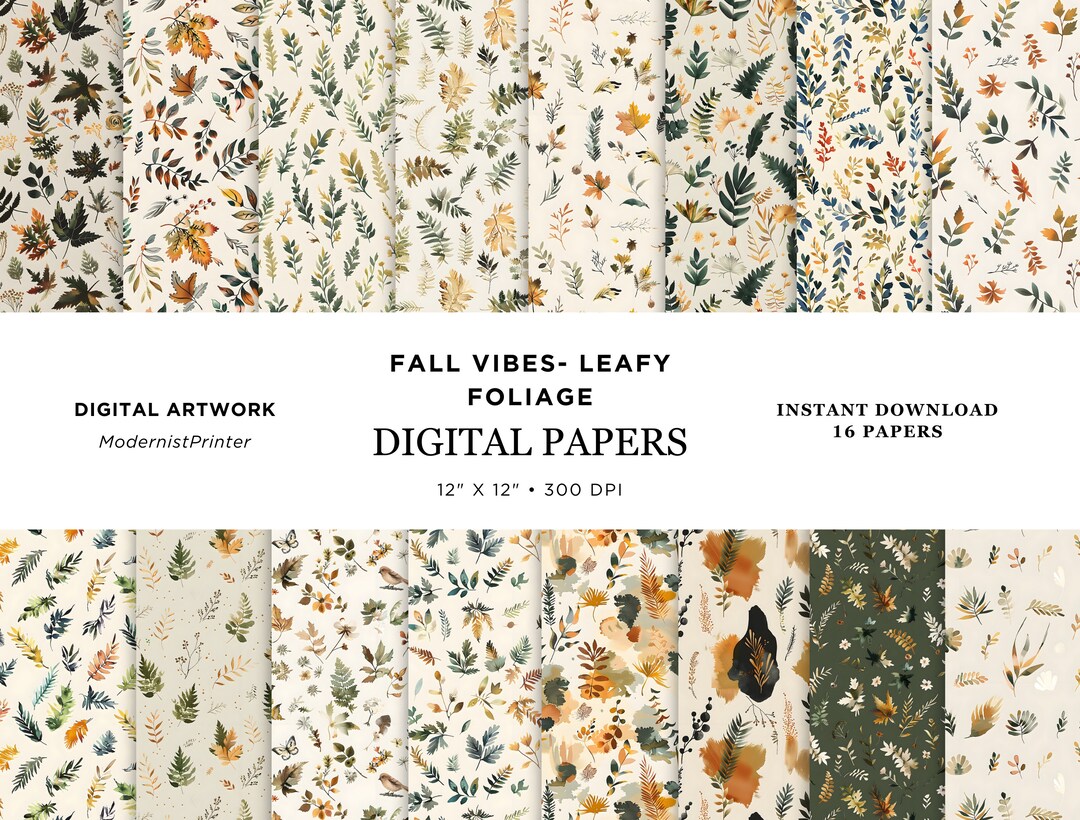 Fall Leaves Seamless Pattern: Autumn Foliage Digital Paper (JPG Download) - Etsy