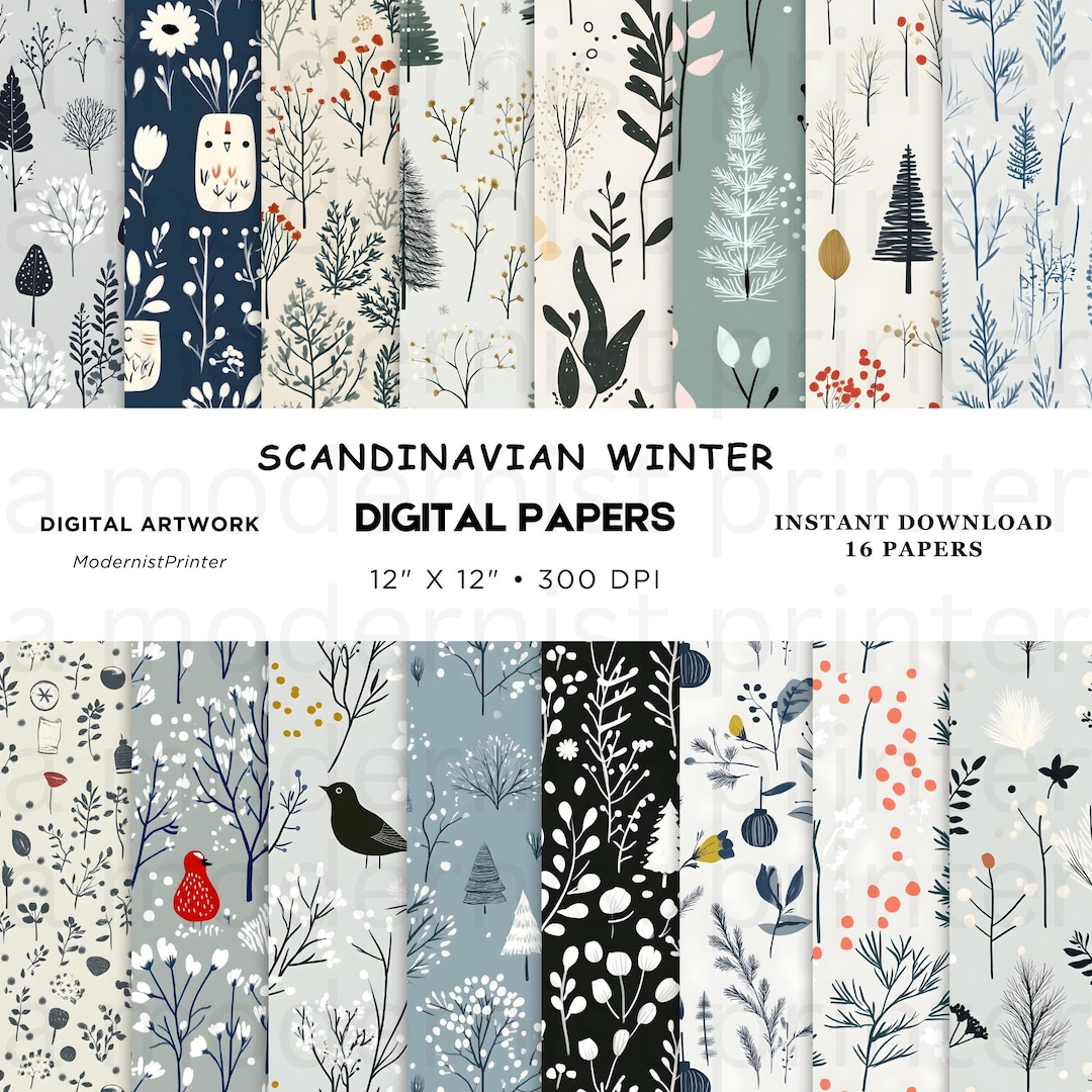 Scandinavian Winter Digital Paper: Scrapbook Craft Prints (digital ...