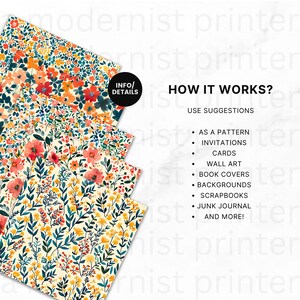 Tiny Blossoms Bright Spring Floral Digital Paper, 12 Original Seamless ...
