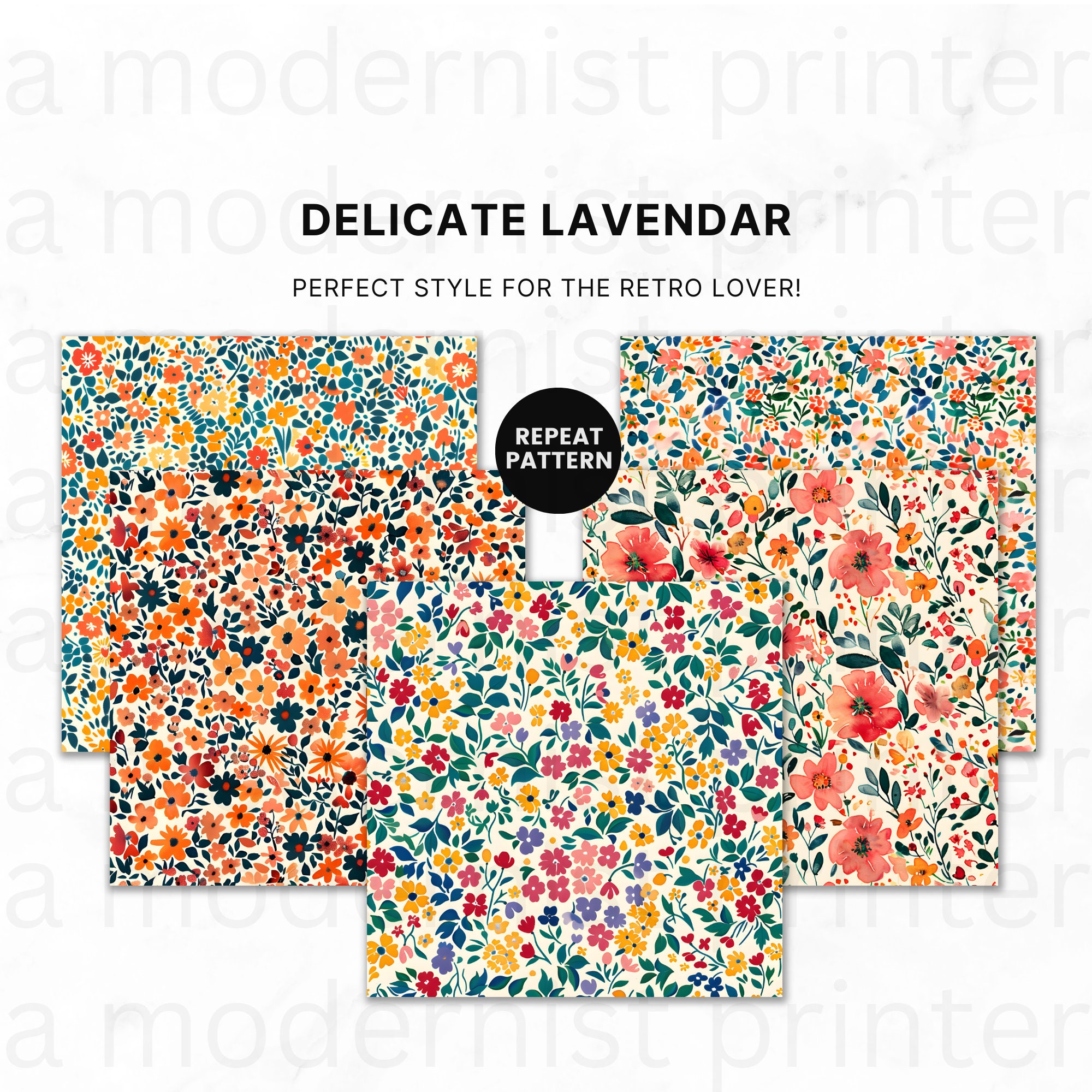 Tiny Blossoms Bright Spring Floral Digital Paper, 12 Original Seamless ...