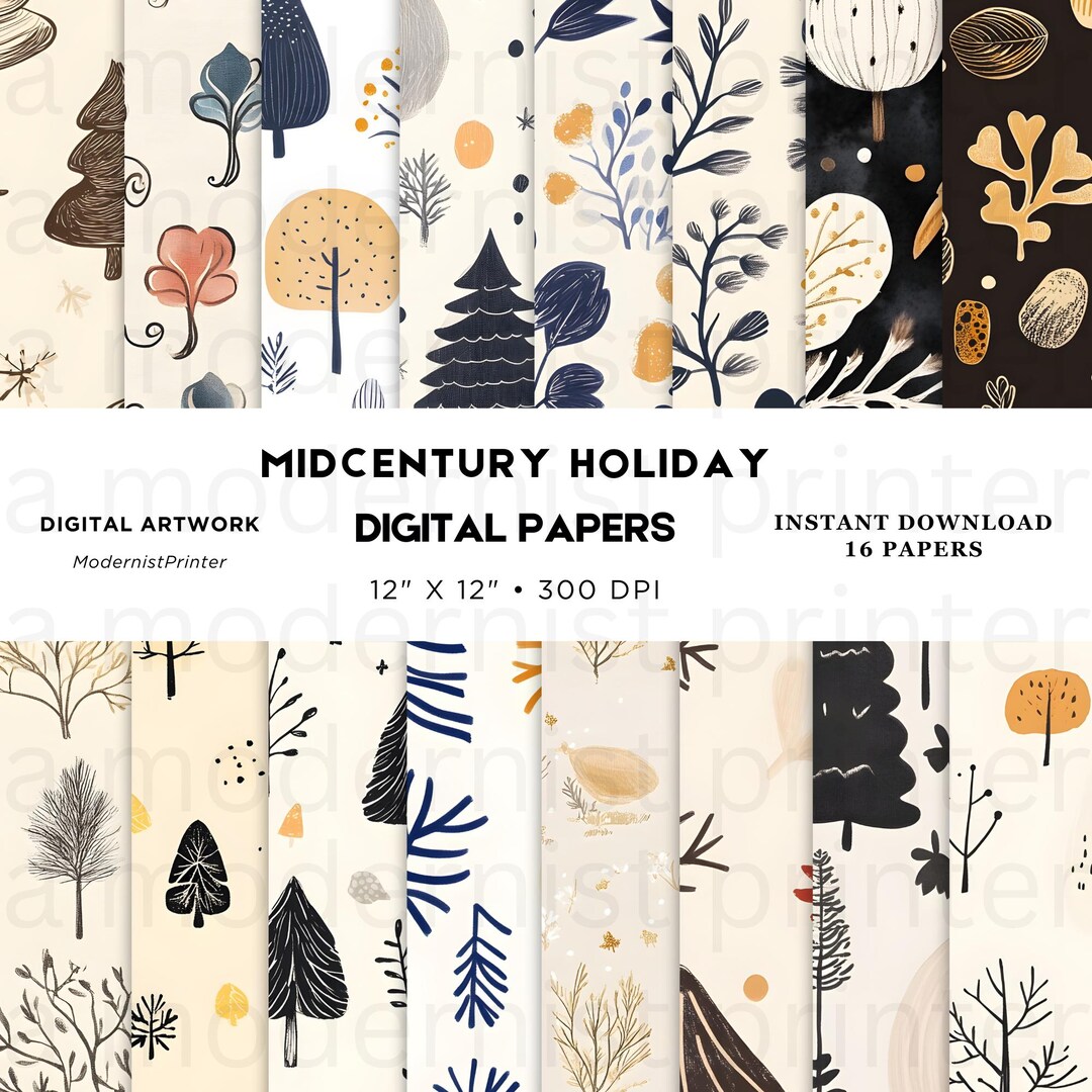Midcentury Modern Holiday Pattern Retro Abstract Print Perfect for ...