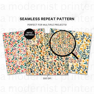 Tiny Blossoms Bright Spring Floral Digital Paper, 12 Original Seamless ...
