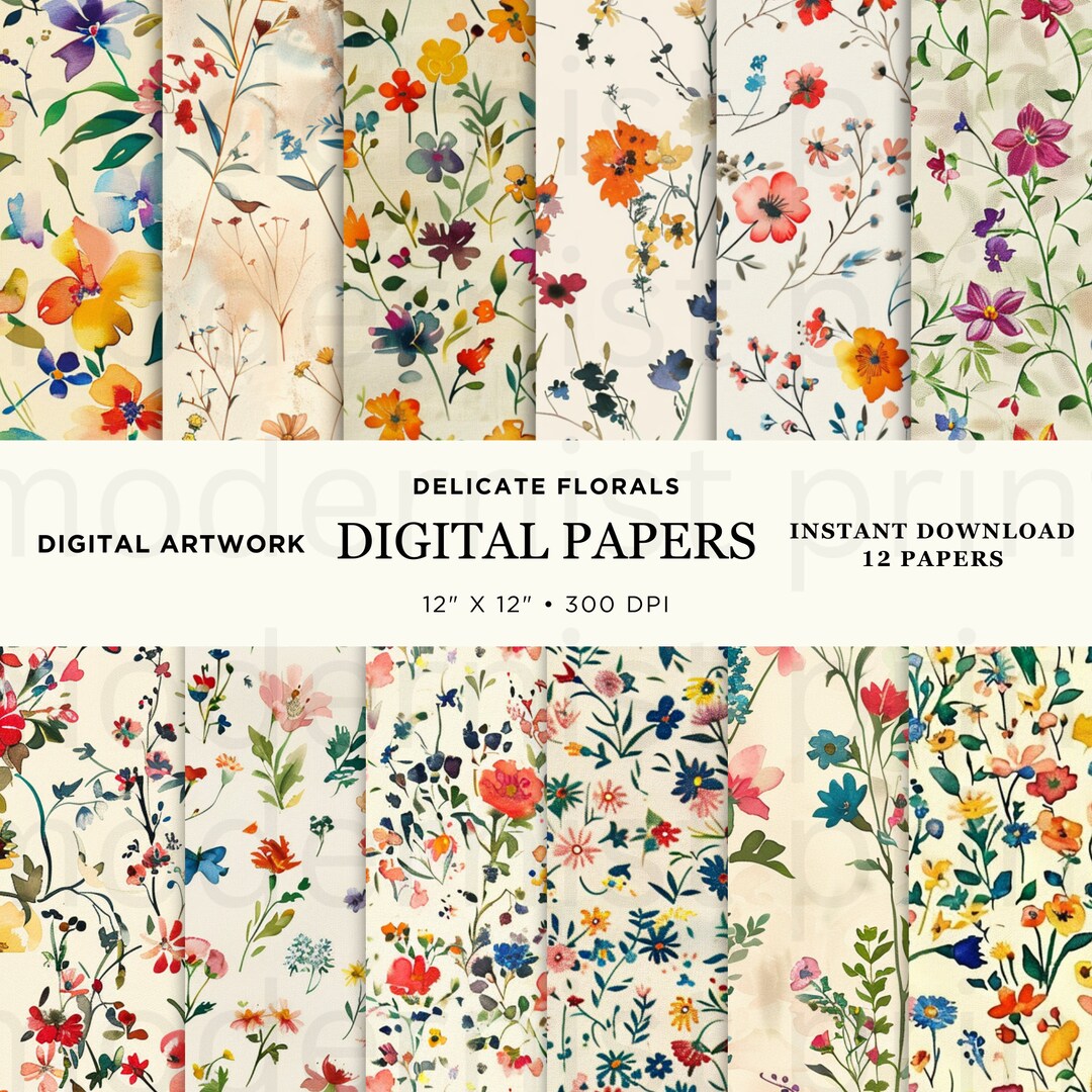 Tiny Blossoms Floral Digital Paper: Seamless Spring Designs (JPG) - Etsy