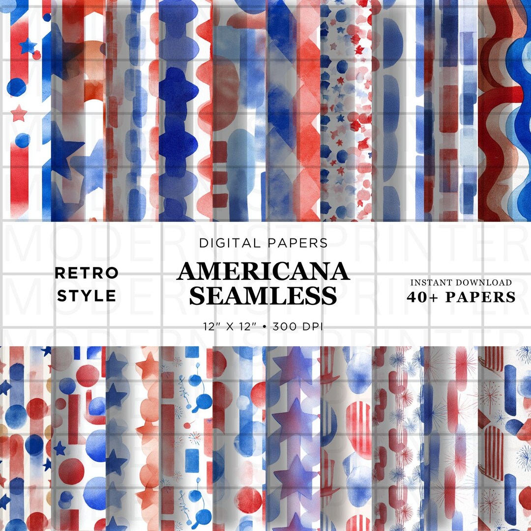 Abstract Patriotic Digital Paper: Red White Blue Geometric Backgrounds ...