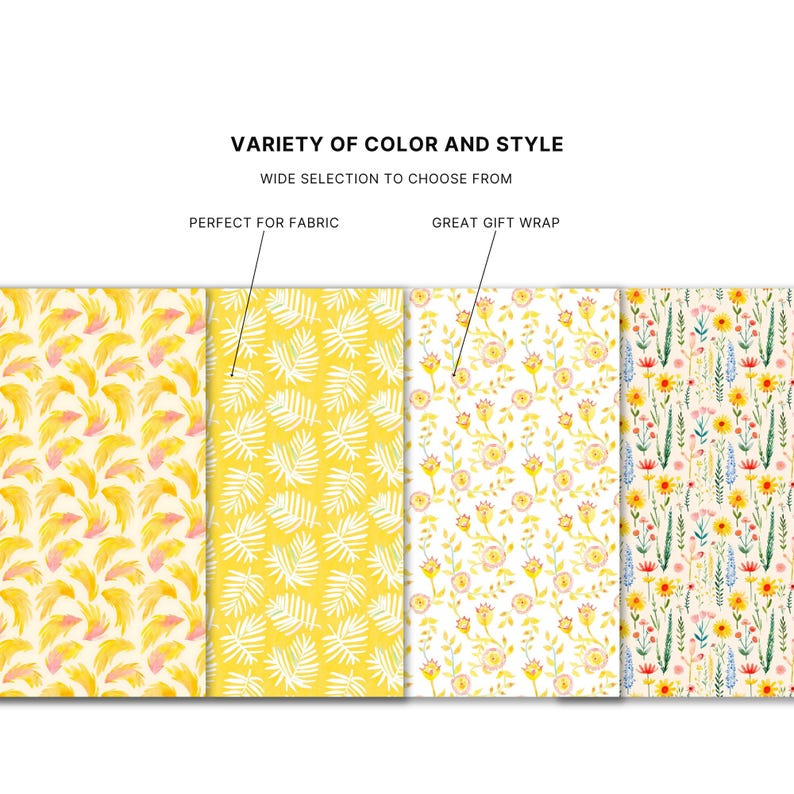 Floral Digital Paper: Yellow Wildflower Seamless Designs (JPG, 12"x12 ...