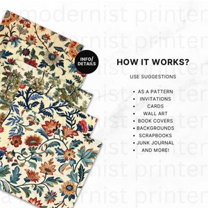 Colonial Floral Patterned Digital Paper , 12 Fresh Original Designs ...