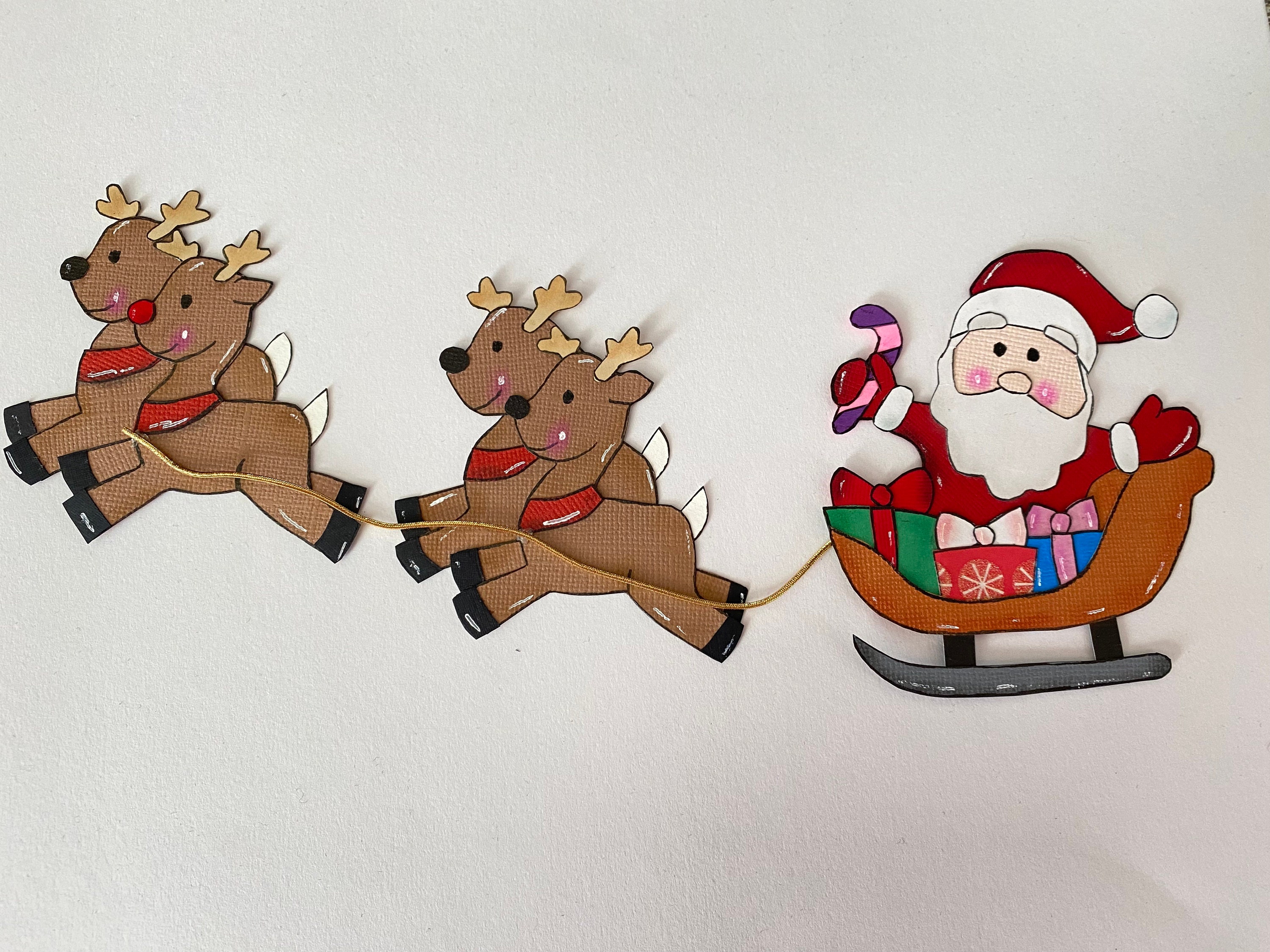 Santa With Reindeer Paper Piecing Scrapbook Christmas - Etsy