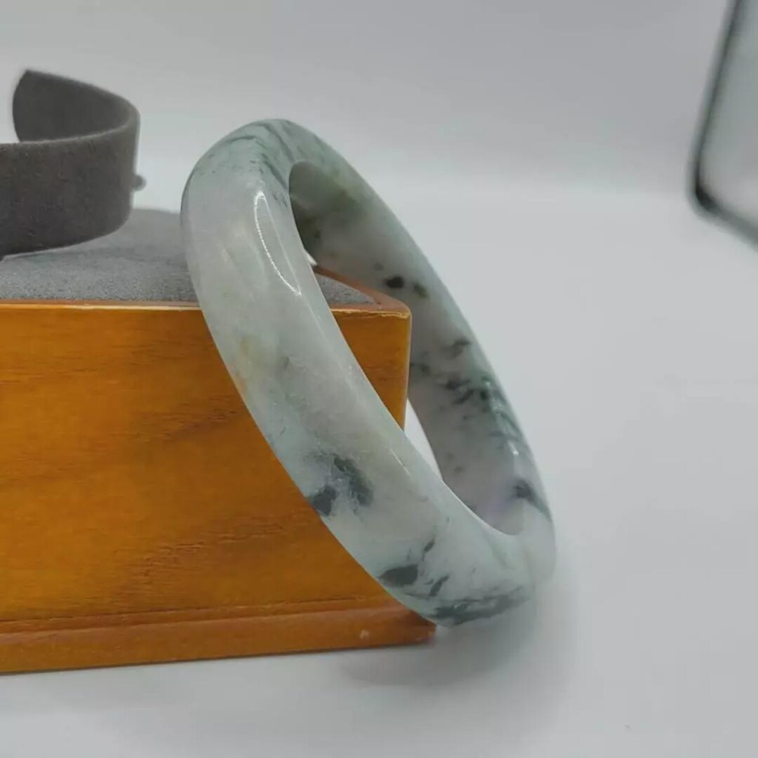 Burmese Jade Bangle, Natural Green Gray Jadeite Bracelet (57.6 Mm) - Etsy