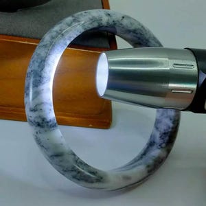 Burmese Jade Bangle Natural Jadeite Smooth Gray Marble Pattern Large ...