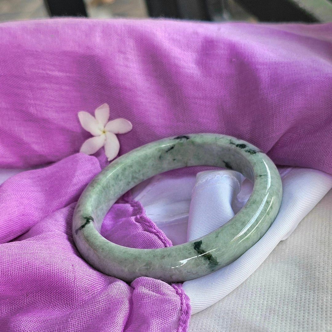 Large Burmese Jade Bangle, Light Green Jadeite Bracelet (65 Mm) - Etsy