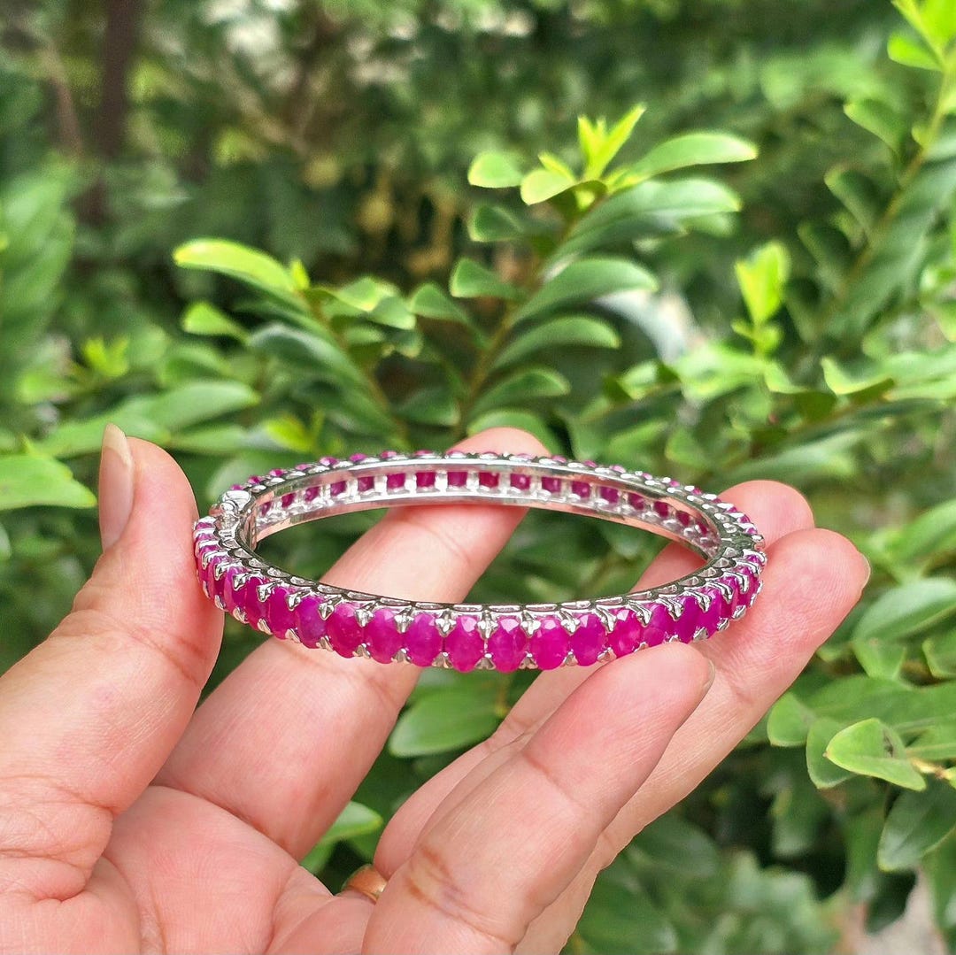 Old Burmese Ruby Bracelet Pink (light Purple) 925 Silver Frame White ...