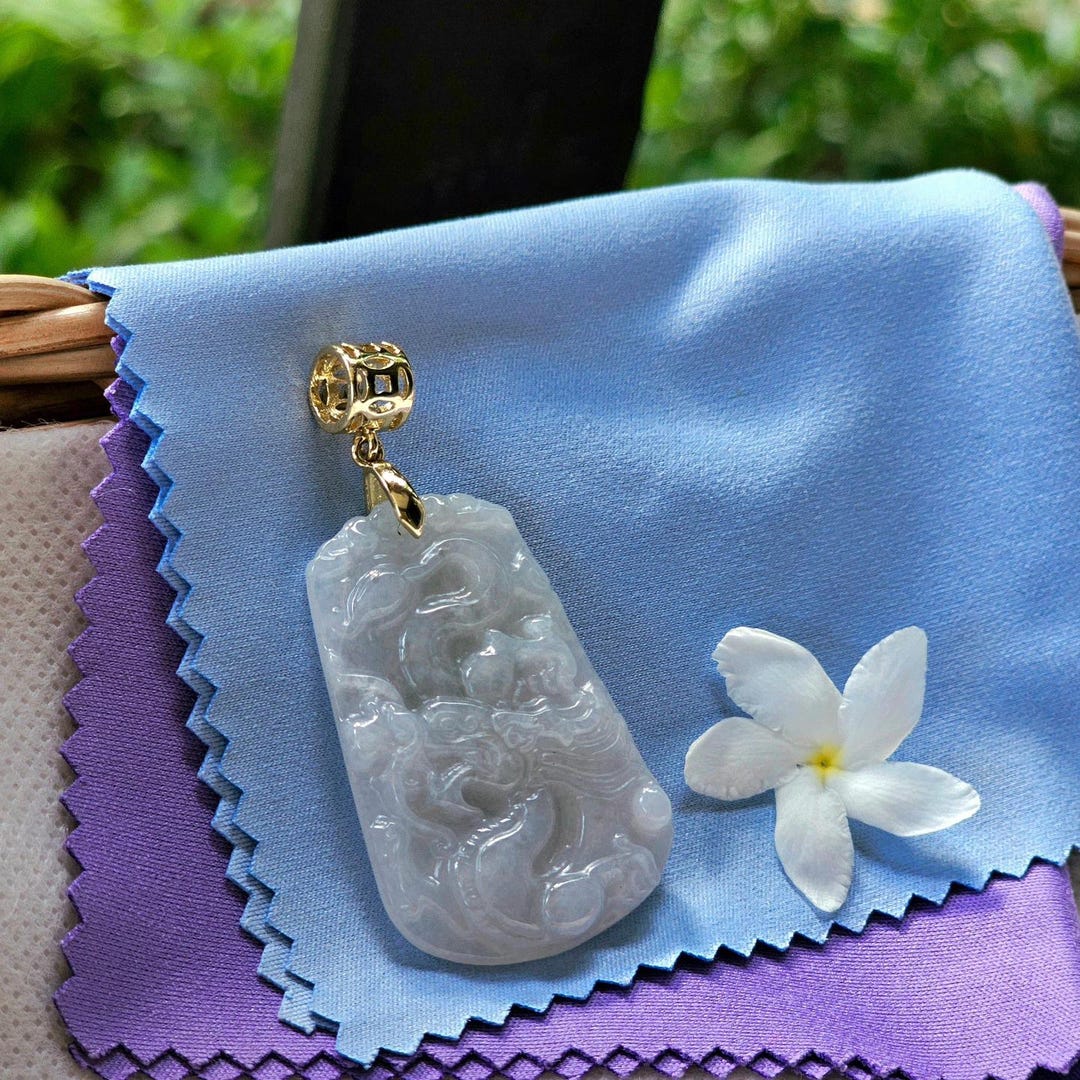 Burmese Jade Pendant White Jadeite Clear Texture Carved Dragon Natural ...