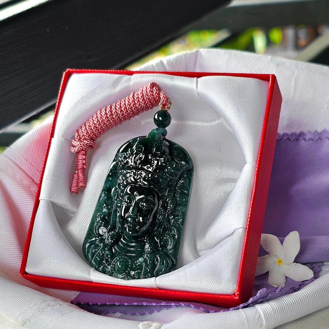 Guanyin Jade Pendant, Ocean Blue Jadeite Type A - Etsy