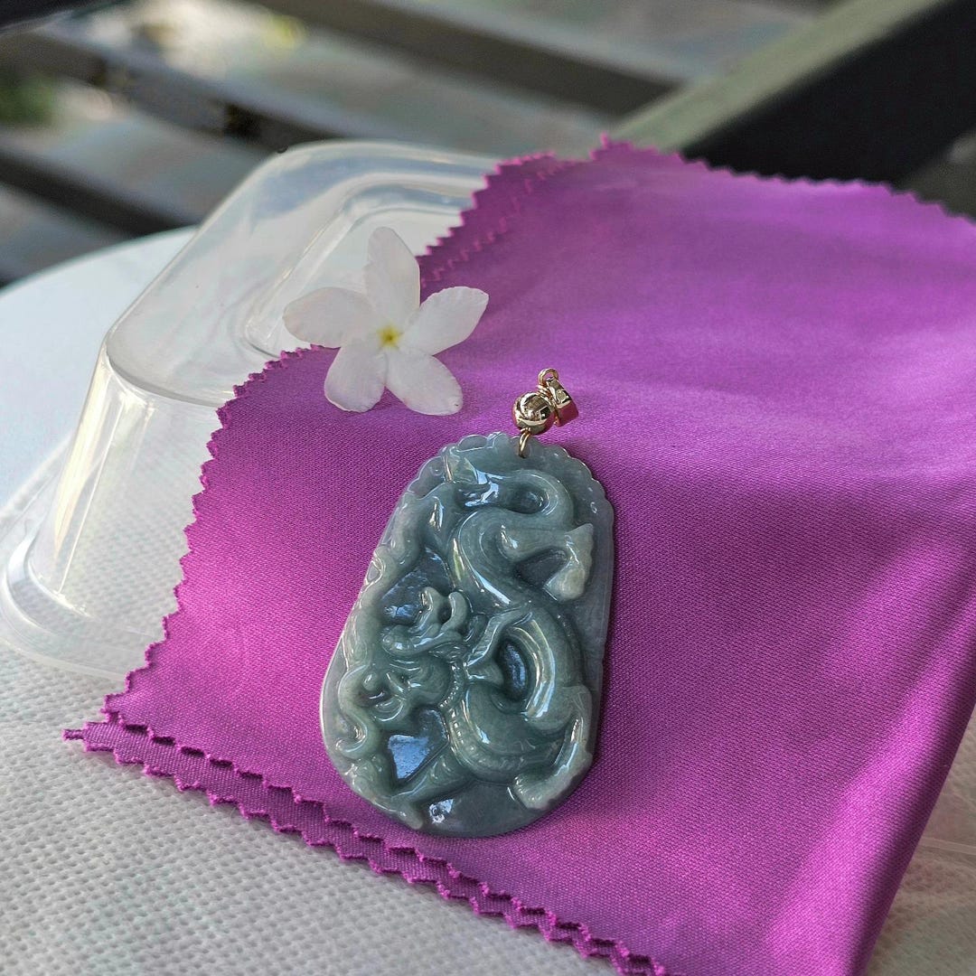 Burmese Jade Pendant Ocean Blue Jadeite Clear Texture Carved Dragon ...