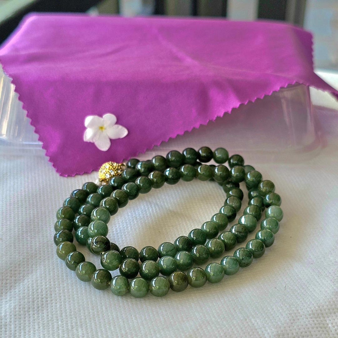 Burmese Jade Necklace Dark Green Texture Natural Jadeite Type-a Width 7 ...