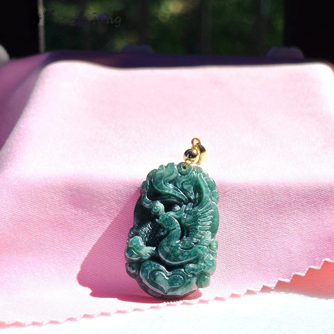 Burmese Jade Pendant Greenish Ocean Blue Jadeite Clear Texture Carved ...