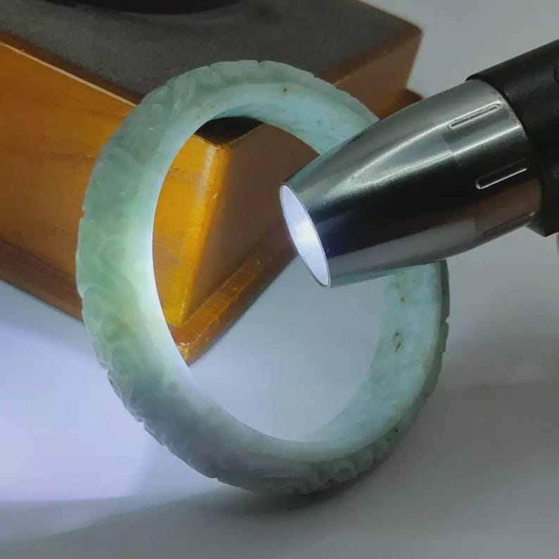 Carved Flower Burmese Jade Bangle, Light Green Jadeite Bracelet (58mm ...