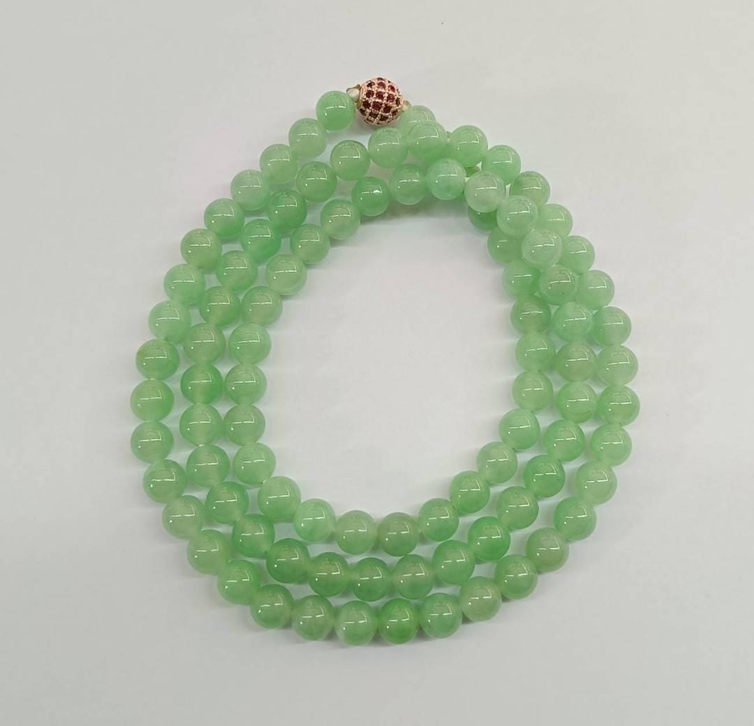 Burmese Apple Green Jade Necklace: Type A Jadeite, 24 Inch - Etsy