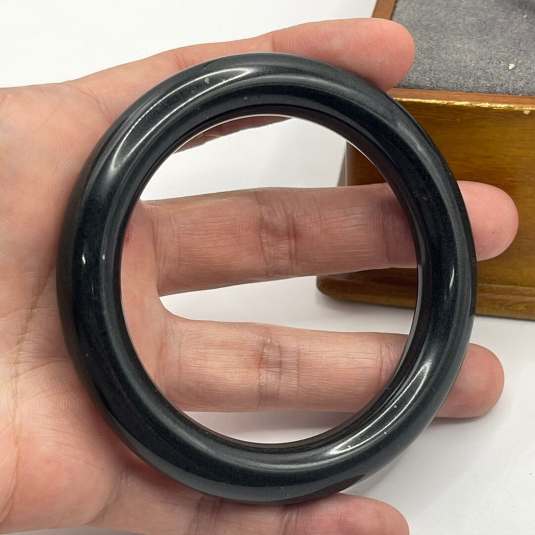 Rare Item Burmese Jade Bangle Natural Jadeite Black Bracelet Donut ...