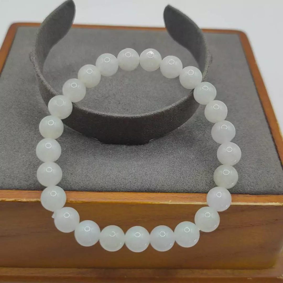 Burmese Jade Bracelet Clear Texture Natural Jadeite Type A Size 7.7 Mm ...