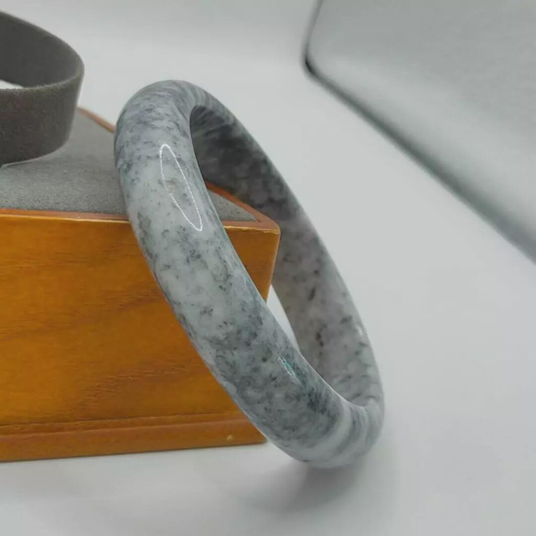 Large Gray Marble Jade Bangle, Natural Jadeite, 67.4 Mm - Etsy