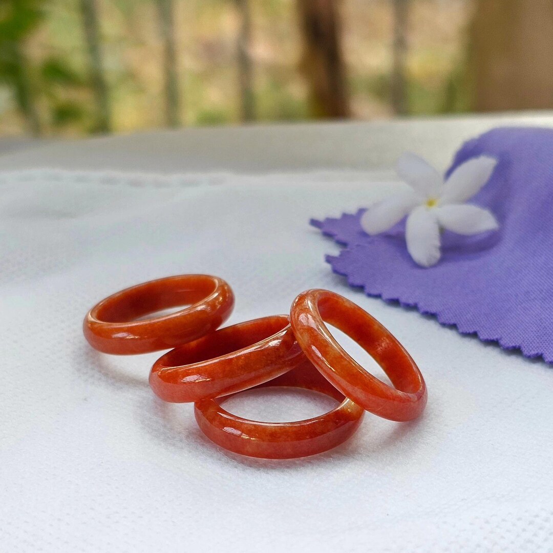 Burmese Jade Ring: Natural Red Jadeite, Brick Orange (size 9/9.5) - Etsy