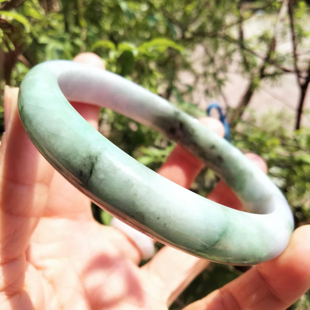 Rare Item Burmese Jade Bangle Large Size Light Green Light Purple ...