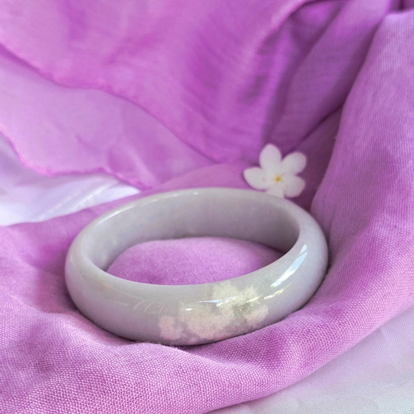 White Burmese Jade Bangle Waxy Texture Genuine Natural Type A Jadeite ...