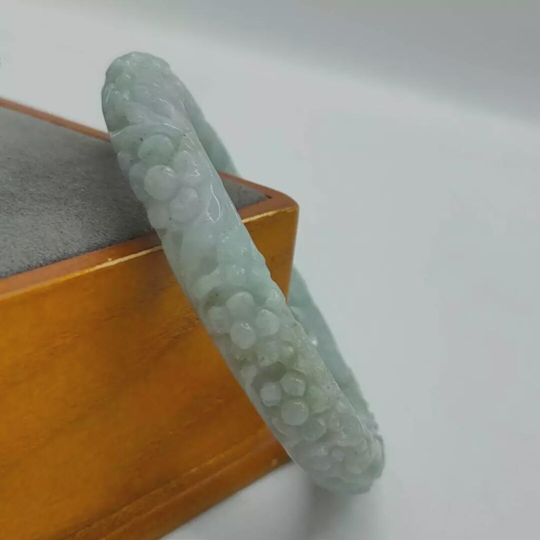 Carved Burmese Jade Bangle: Natural Jadeite Donut Shape - 53.8mm - Etsy