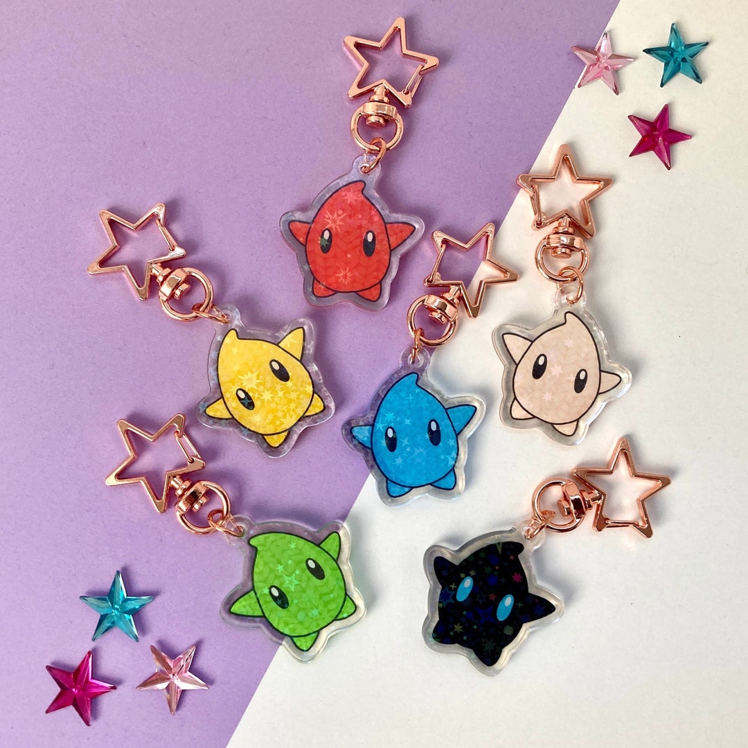 Luma Mario Holographic Double-sided Clear Acrylic Charms Keychains - Etsy