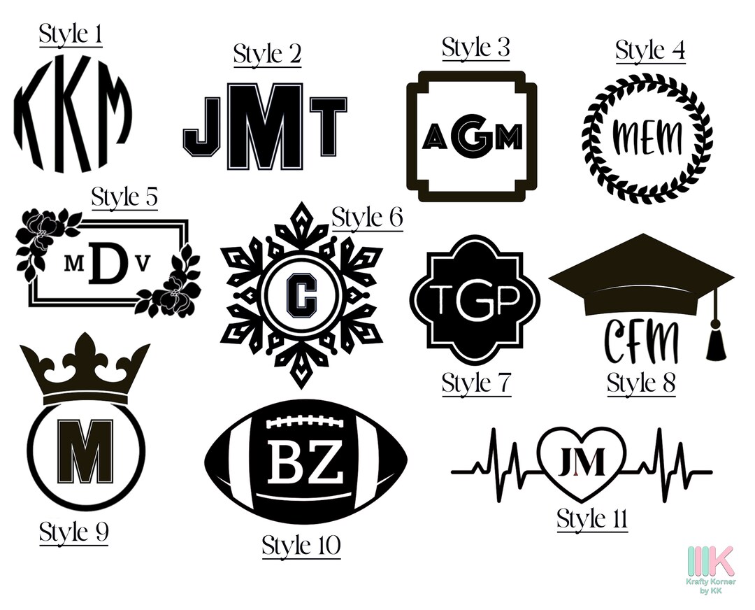 Personalized Vinyl Monogram Decals - Etsy