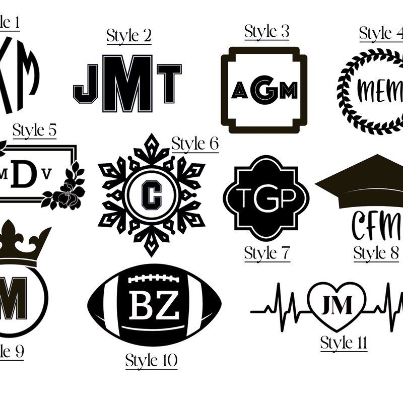Monogram Vinyl Decal - Etsy
