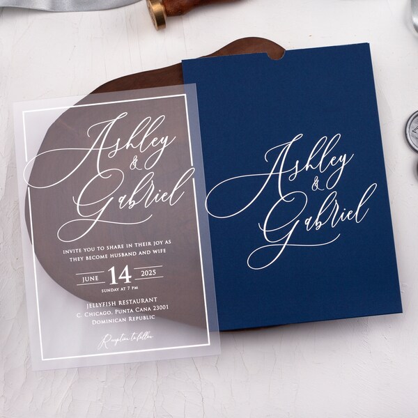 Navy Blue and Silver Wedding Invitations - Etsy