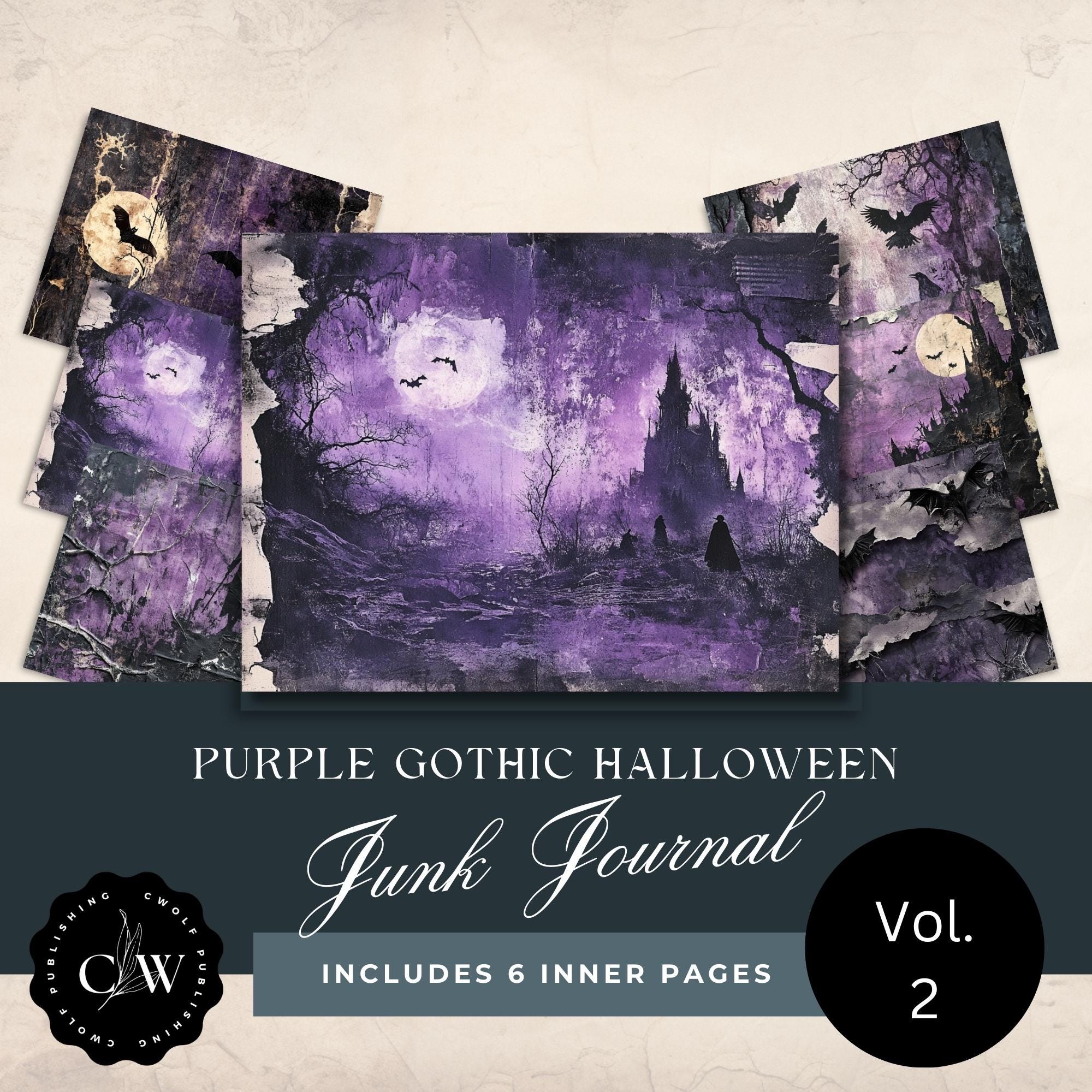Gothic Halloween Junk Journal Digital Paper, 6 Digital Journal Pages ...