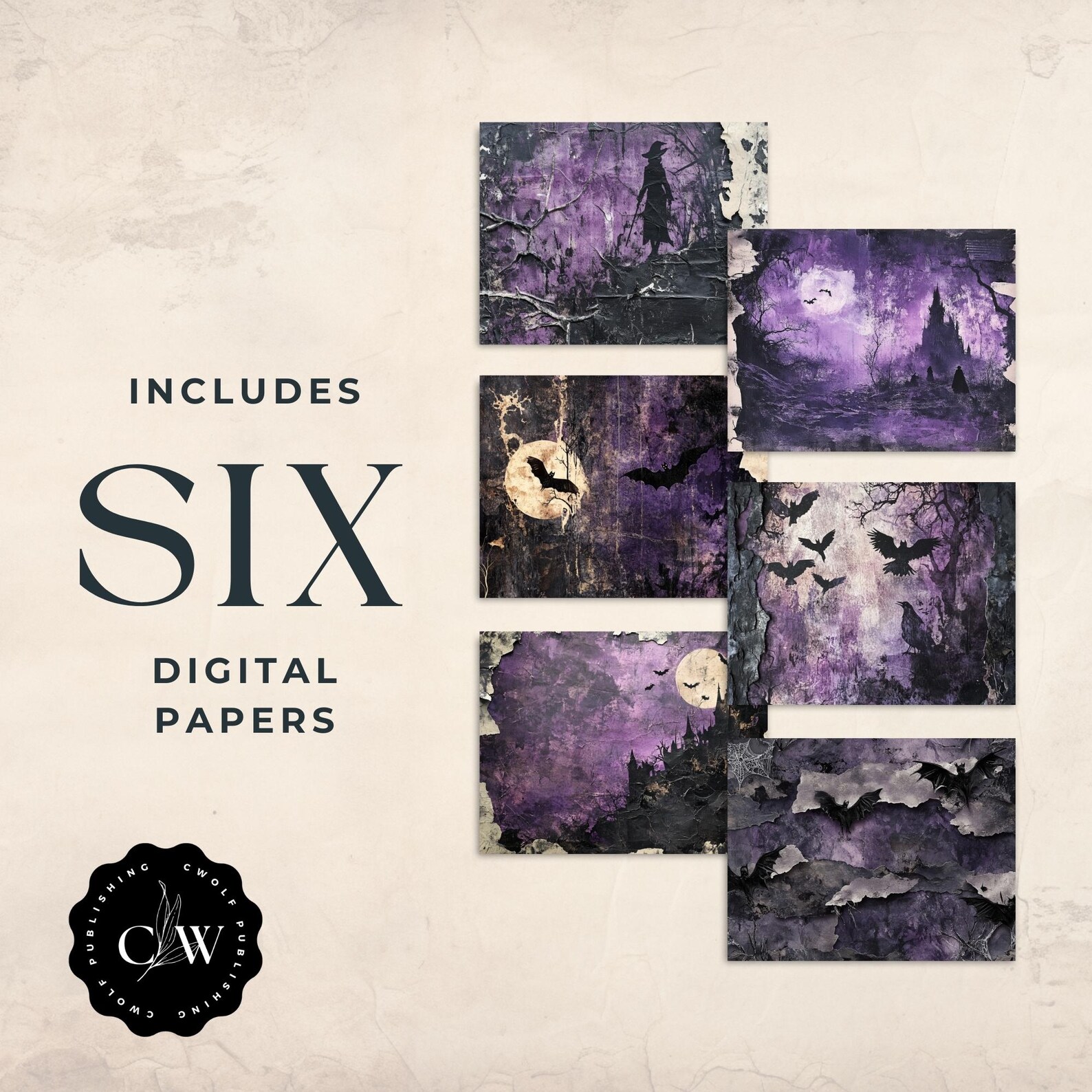 Gothic Halloween Junk Journal Digital Paper, 6 Digital Journal Pages ...