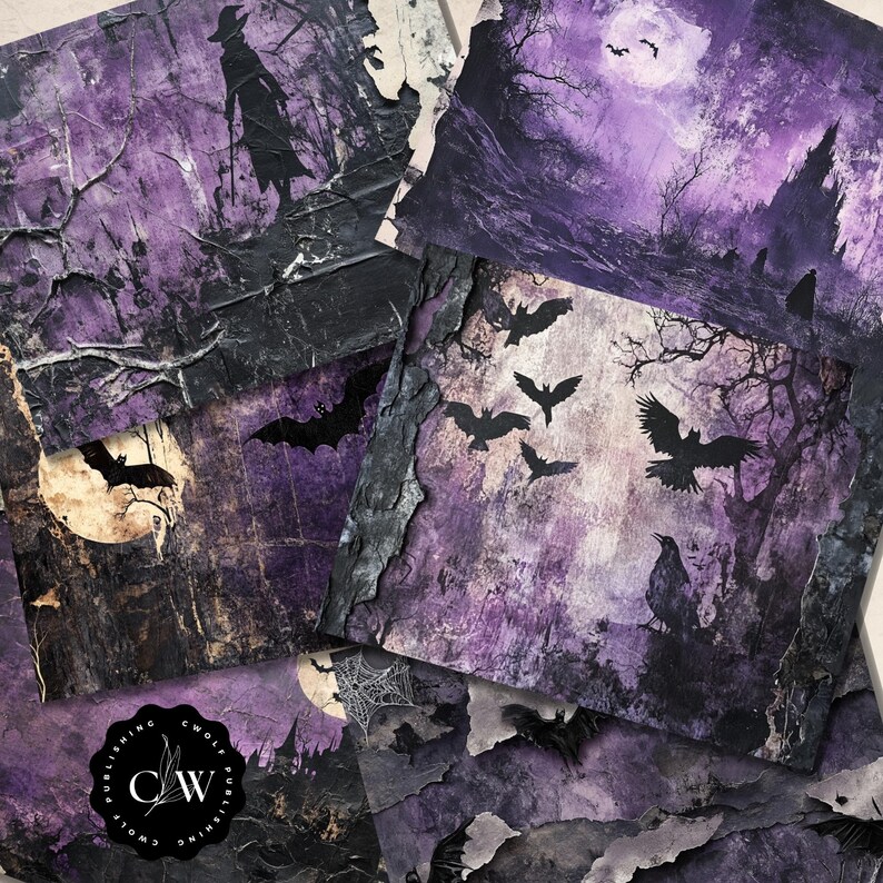 Gothic Halloween Junk Journal Digital Paper, 6 Digital Journal Pages ...