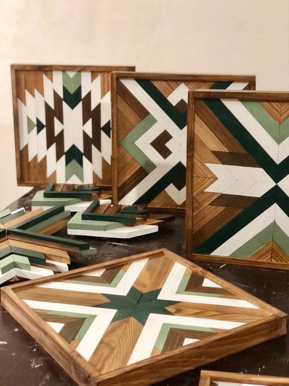 Wood Wall Art Ethnic Art Set Aztec Wood Wall Decor - Etsy