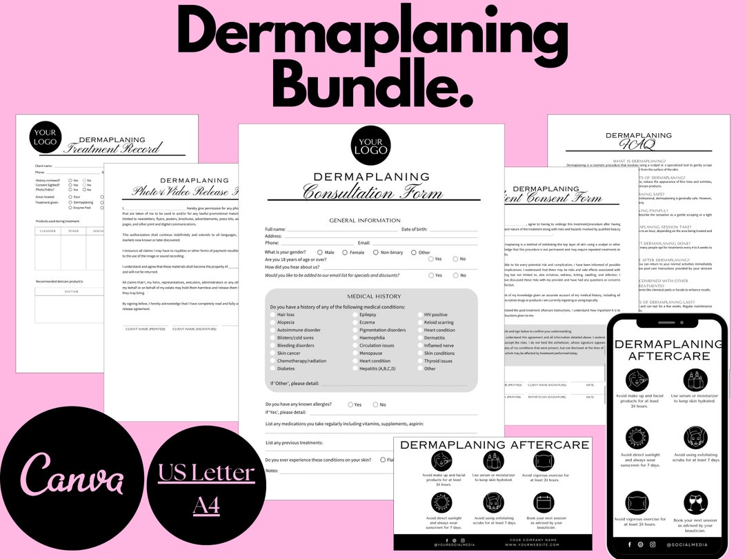 Dermaplaning Forms Editable Esthetician Templates - Etsy