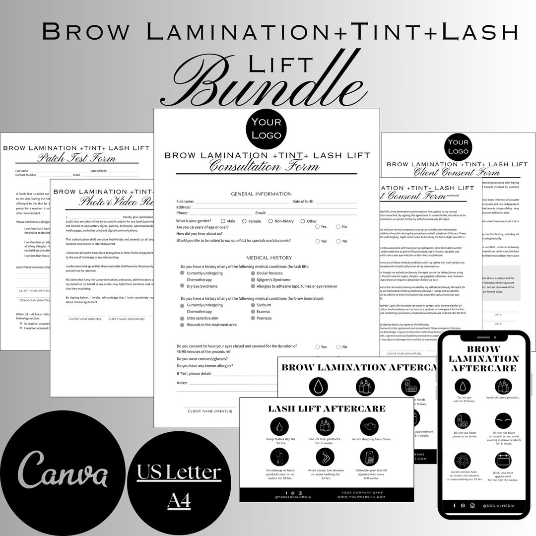 Brow Lamination Form Brow Tint Form Lash Lift Form Lash - Etsy
