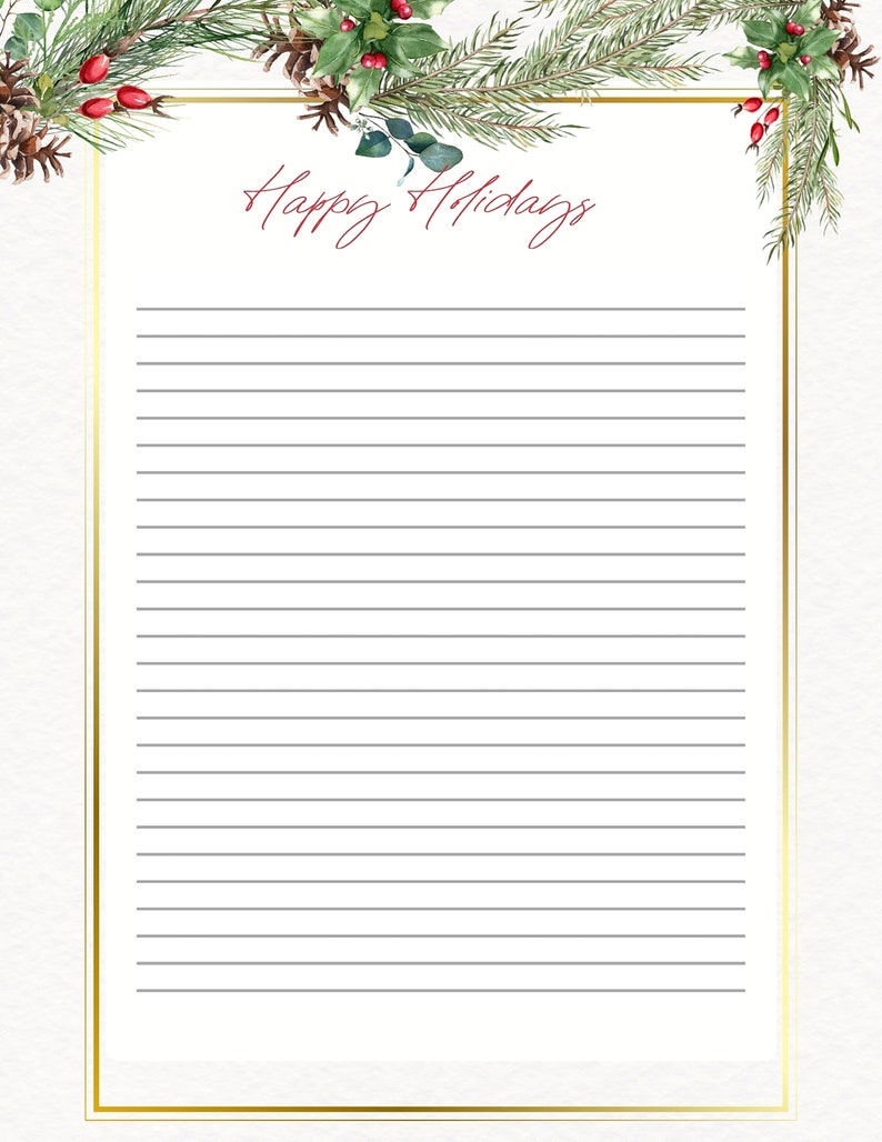 Printable Happy Holidays Newsletter Lined and Unlined, PDF Download ...