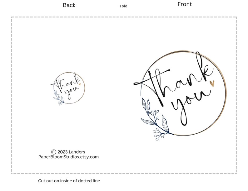 Minimalist Thank You Printable Floral Greeting Card, PDF Download, All ...