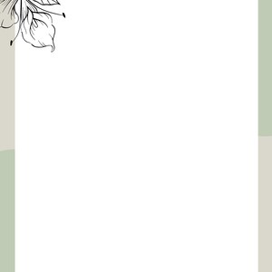 Printable Sage Floral Stationary Lined and Unlined, PDF Download ...