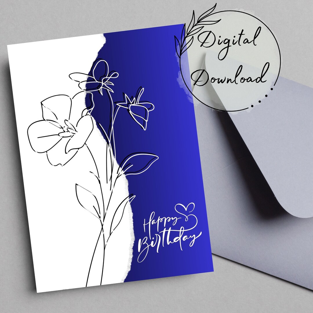 Happy Birthday Flower Bouquet Printable Greeting Card, PDF Download ...