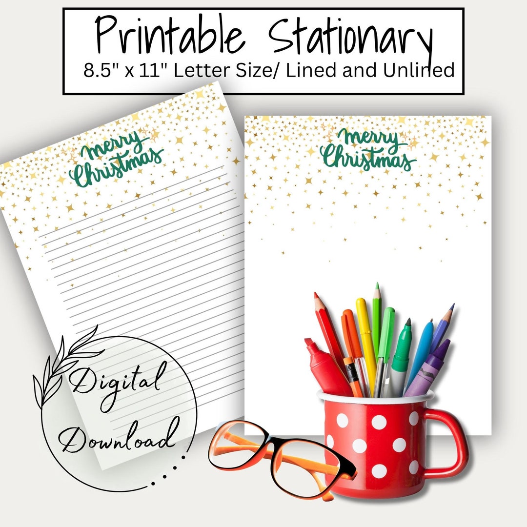 Printable Christmas Stationary Lined and Unlined, PDF Download ...